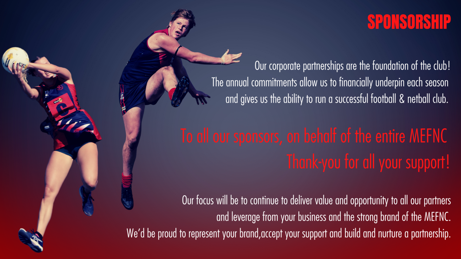 CLUB SPONSORSHIP PACKAGES - Mt Eliza Football Club